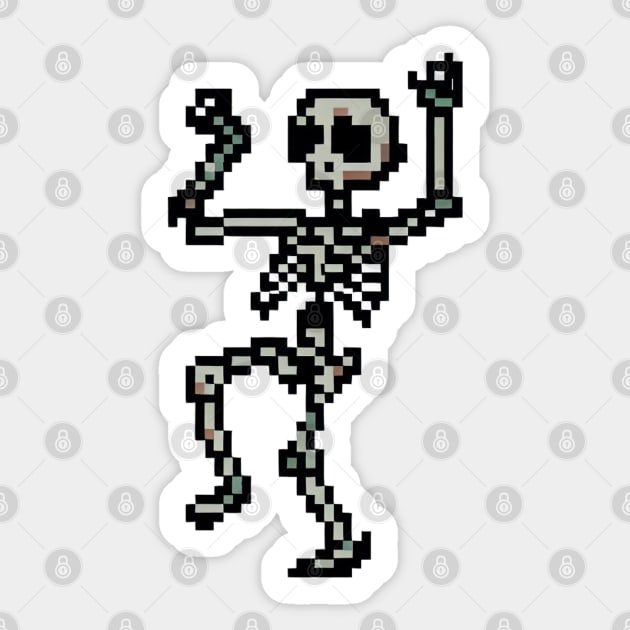 Dancing Skeleton 8 Bit Pixel Art - Skeleton - Sticker | TeePublic