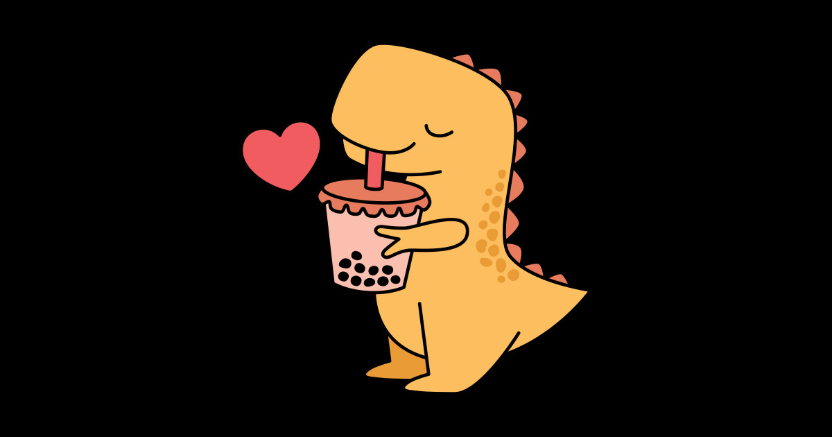 Boba Tea Rex - Cute Bubble Tea Dinosaur - Boba Tea - Sticker | TeePublic