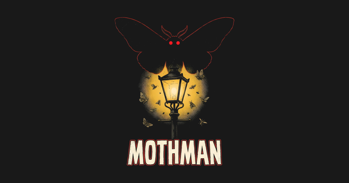 Mothman Lamp Vintage Drawing Cryptid - Mothman - T-Shirt | TeePublic