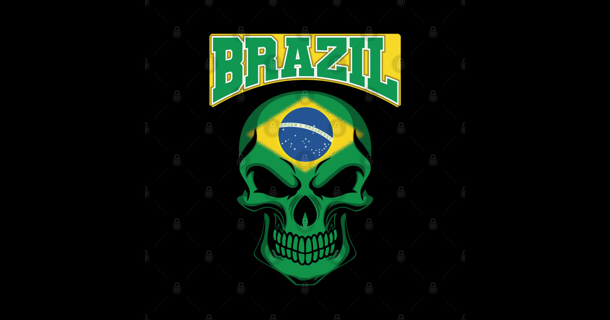 BRAZIL FLAG IN A SKULL EMBLEM - Brazil - Sticker | TeePublic