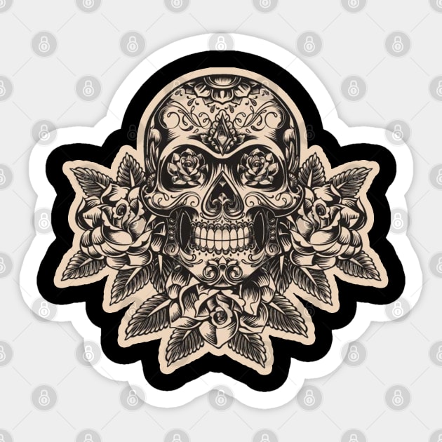 skull and roses - Halloween - Sticker | TeePublic