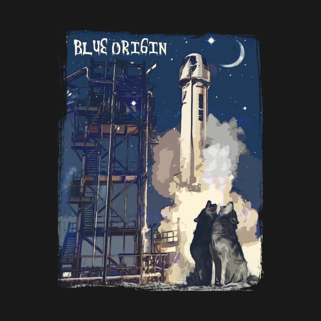 blue origin launch - Blue Origin - T-Shirt | TeePublic