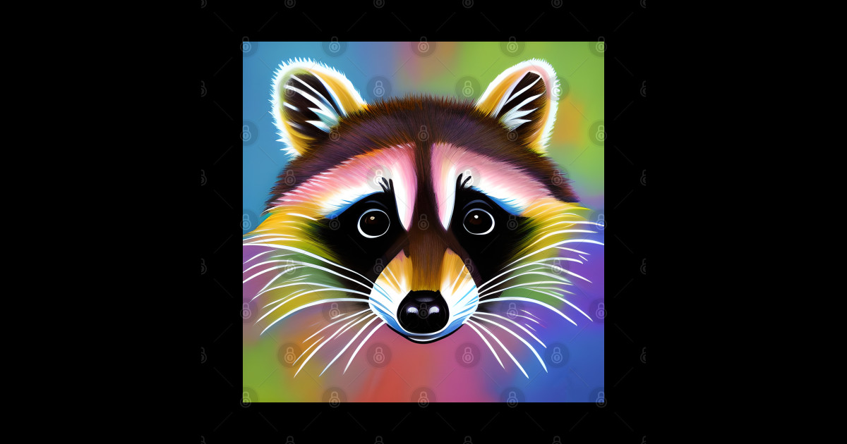 Raccoon Rainbow Painting - Raccoon - Sticker | TeePublic