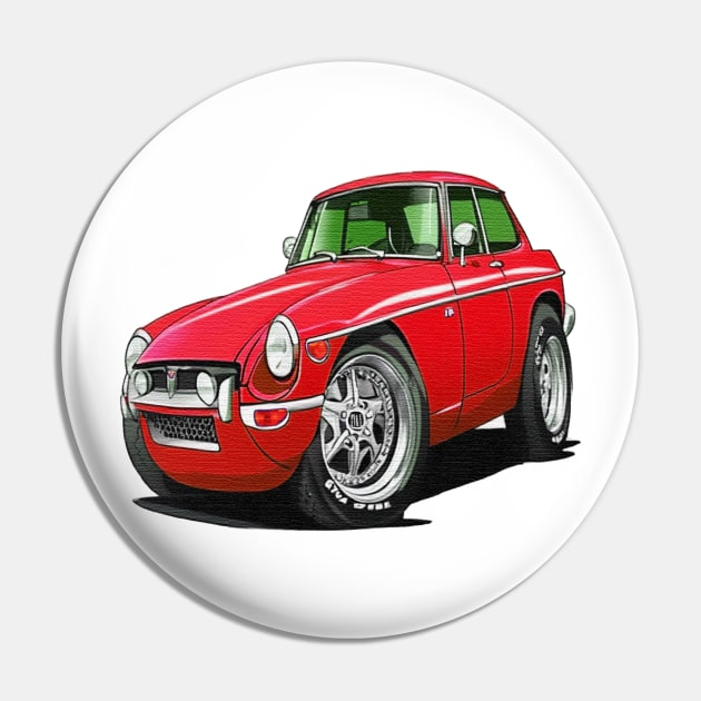 cartoon drawings of MGB GT Red - Mgb Gt - Pin | TeePublic