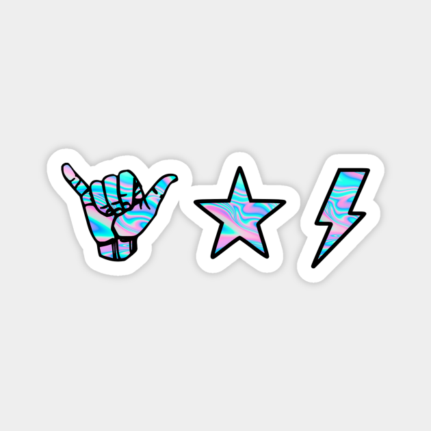 holographic shaka, star and lightning sticker pack - Aesthetic - Magnet ...
