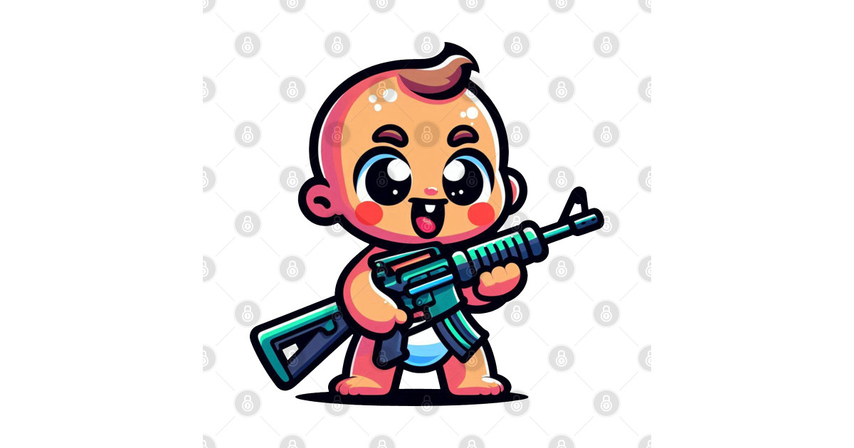 Baby with Gun - Baby - T-Shirt | TeePublic