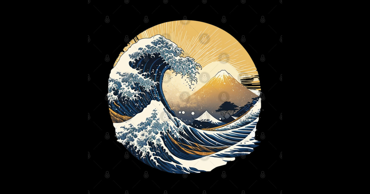 Hokusai Great Wave Off Kanagawa, Ocean Japanese Art Style - The Great ...