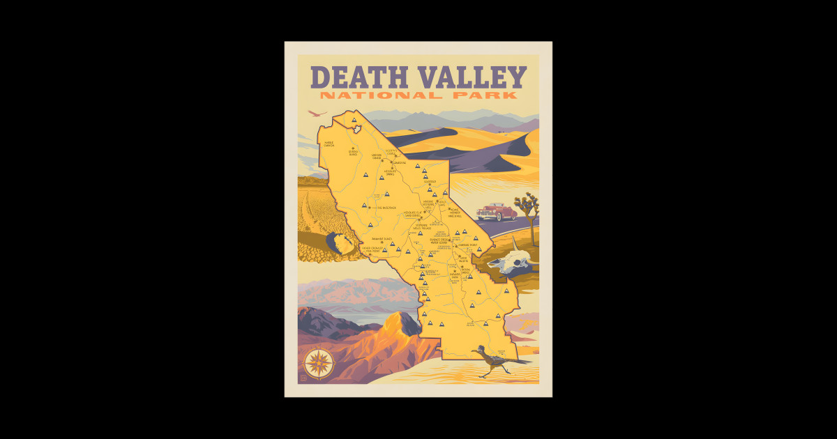 Death Valley National Park Map - Death Valley Map - Sticker | TeePublic