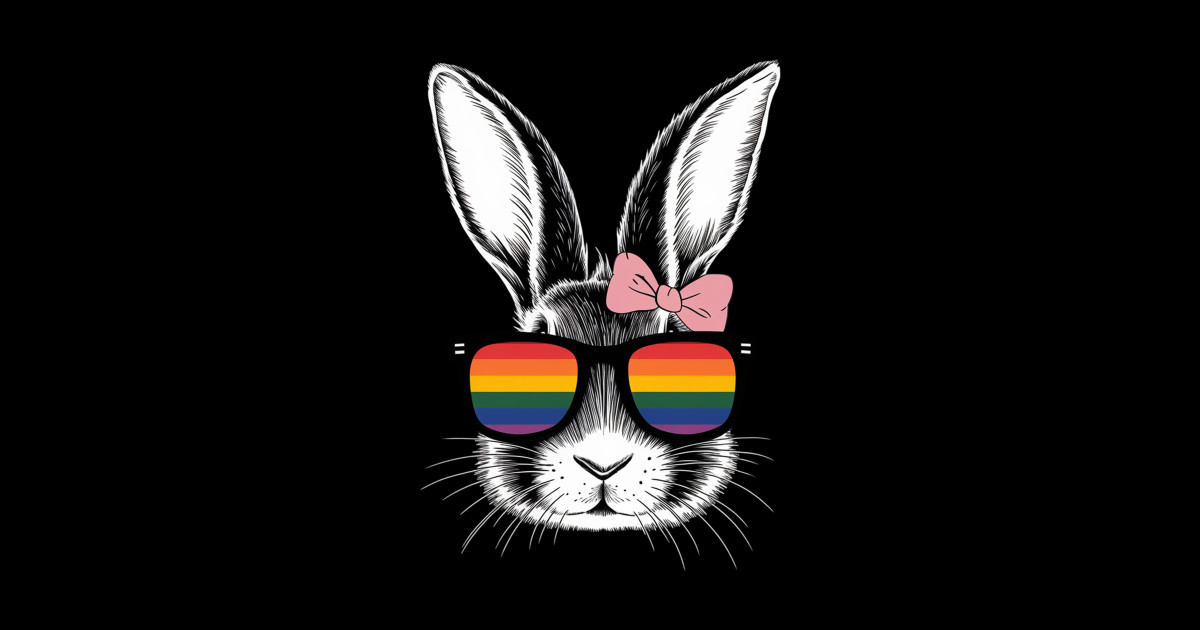 Bunny Rabbit Glasses Cute LGBTQ Rainbow Flag Gay Pride Ally - Pride ...