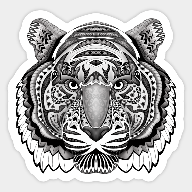 tiger face aztec pattern - Mandala - Sticker | TeePublic