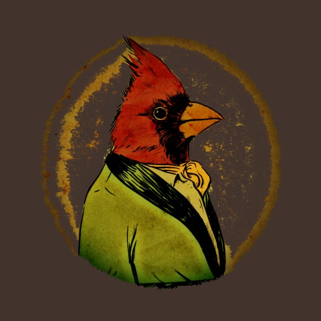 Cardinal In Smoking Jacket - Bird - T-Shirt | TeePublic