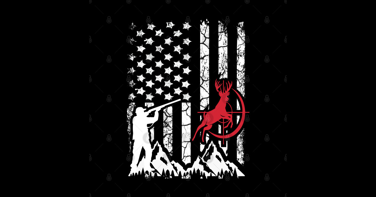 Hunting Vintage American flag For Hunters - Hunting American Flag ...