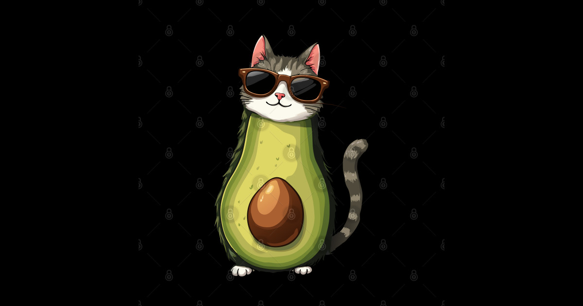 Cool Avocado Cat - Cat - Sticker | TeePublic