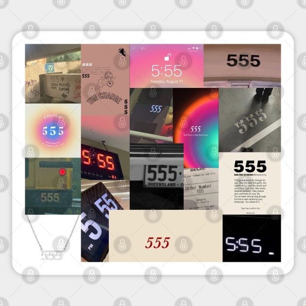 555 angel number aesthetic collage - Angel Number - Sticker | TeePublic