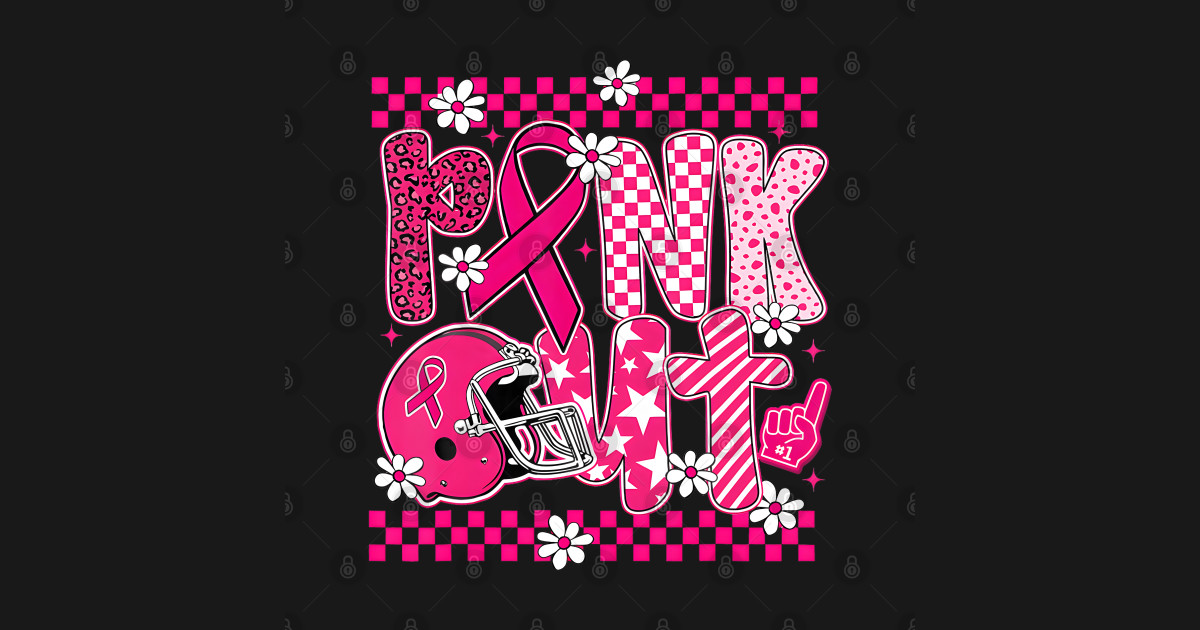 Pink Out Cheer Footk Ribbon Breast - Breast Cancer - T-Shirt | TeePublic