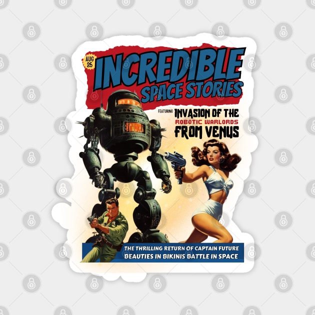 Vintage pulp fiction Sci-Fi comic cover - Vintage Sci Fi - Magnet ...