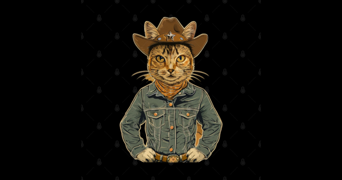 Paw-some Wrangler Cat - Cat Cowboy - Posters and Art Prints | TeePublic