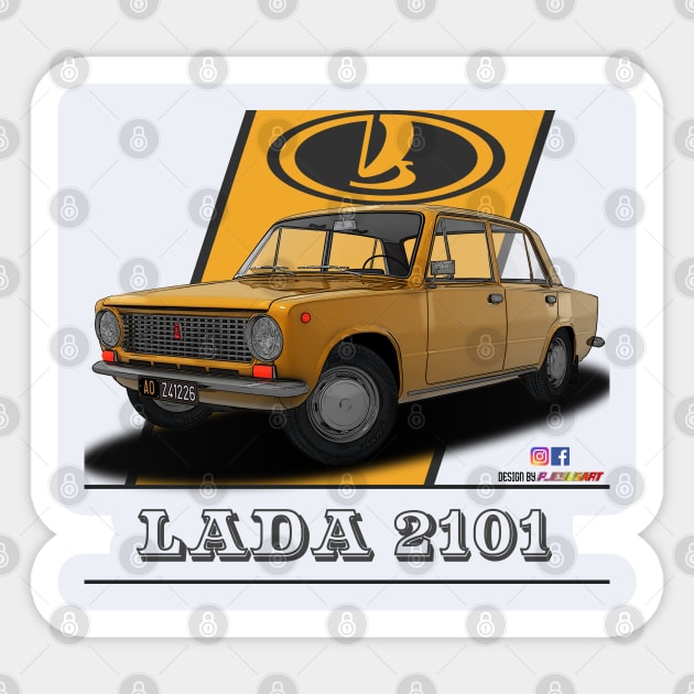 Lada 2101 1970 Yellow - Lada - Sticker | TeePublic