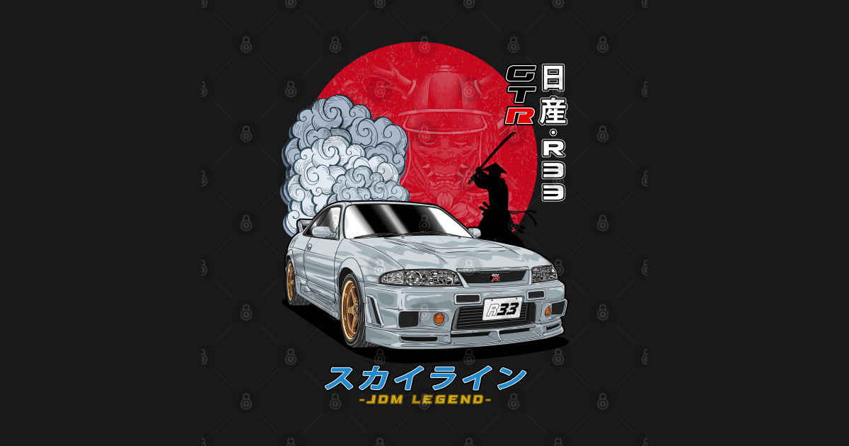 Nippon JDM Gray Nissan Skyline GT-R R33 - Nissan - T-Shirt | TeePublic