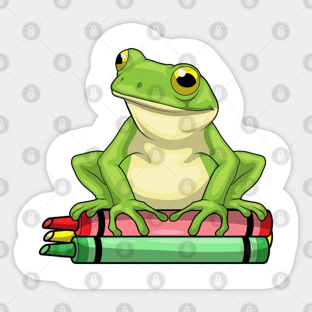 Frog Pupil Crayons School - Frog - Sticker | TeePublic