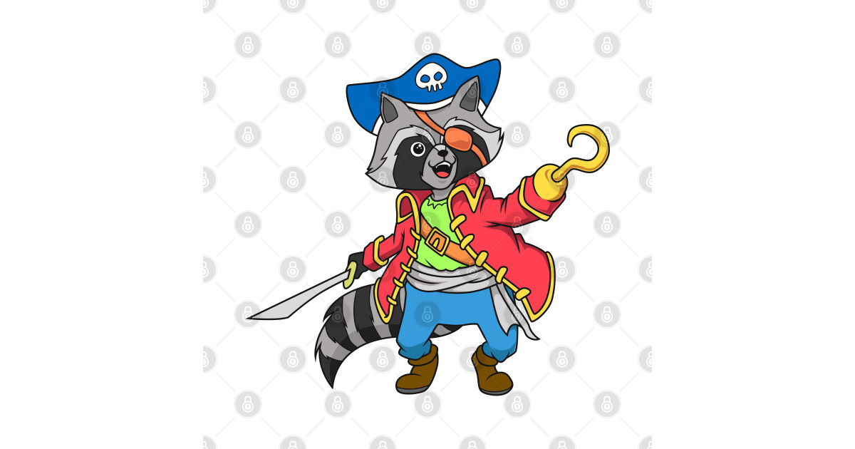 Captain Raccoon - Pirate Raccoon - Raccoon Cartoon - T-Shirt | TeePublic