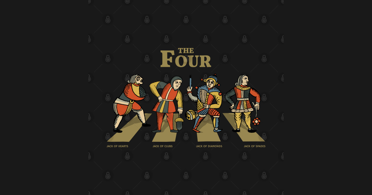 Vintage The Four Character of Playing Cards - Vintage Retro - T-Shirt ...