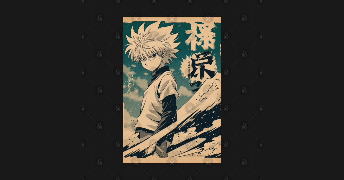 Killua Vintage Warned Poster - Hunter X Hunter - T-Shirt | TeePublic