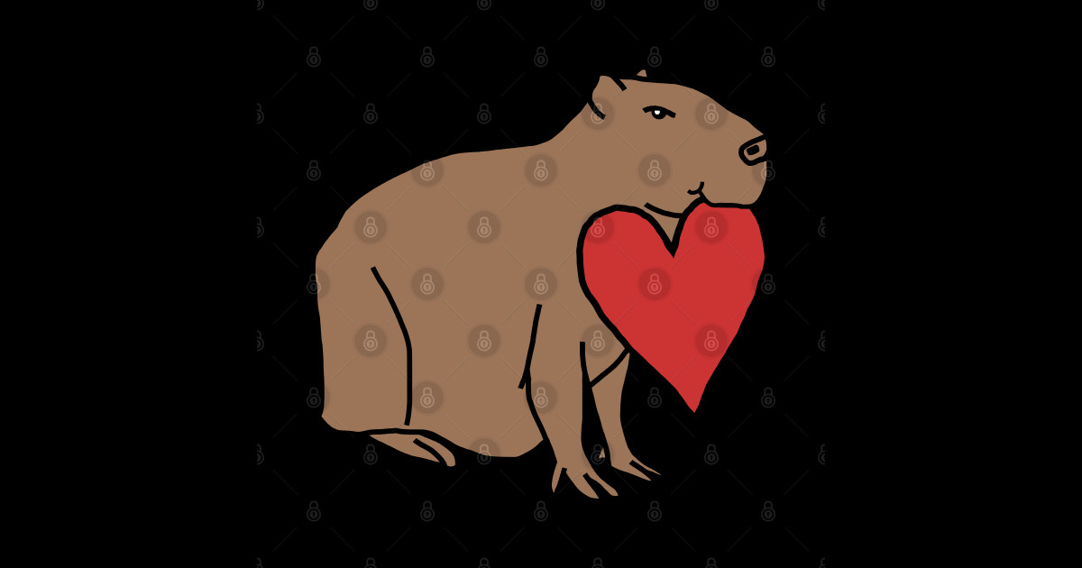 Capybara with Love Heart for Valentines Day - Capybara - T-Shirt ...