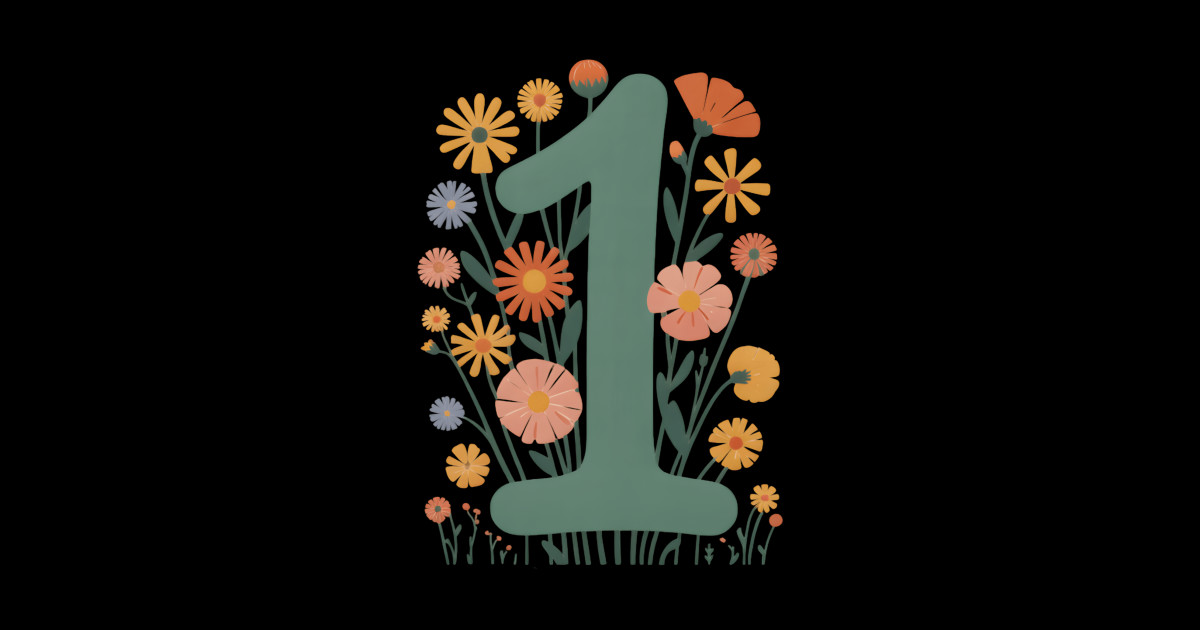 Floral Number 1 for First Birthday - First Birthday - Sticker | TeePublic