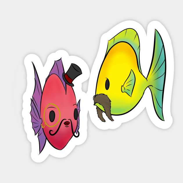 Mustache Fish - Fish - Sticker | TeePublic