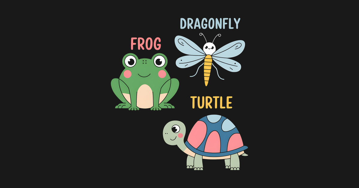 Frog Dragonfly Turtle - Frog Dragonfly Turtle - T-Shirt | TeePublic