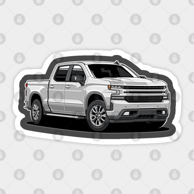 Silverado Truck 1500 (White) - Chevy Silverado - Sticker | TeePublic
