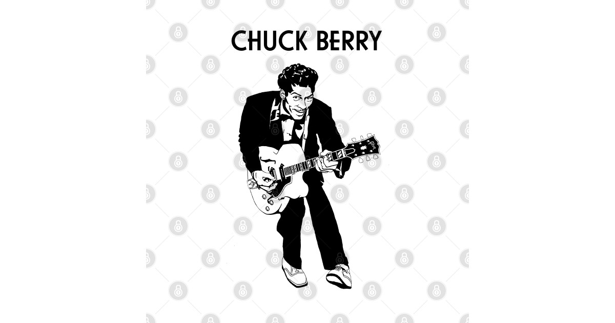 Chuck Berry with Guitar - Chuck Berry - T-Shirt | TeePublic