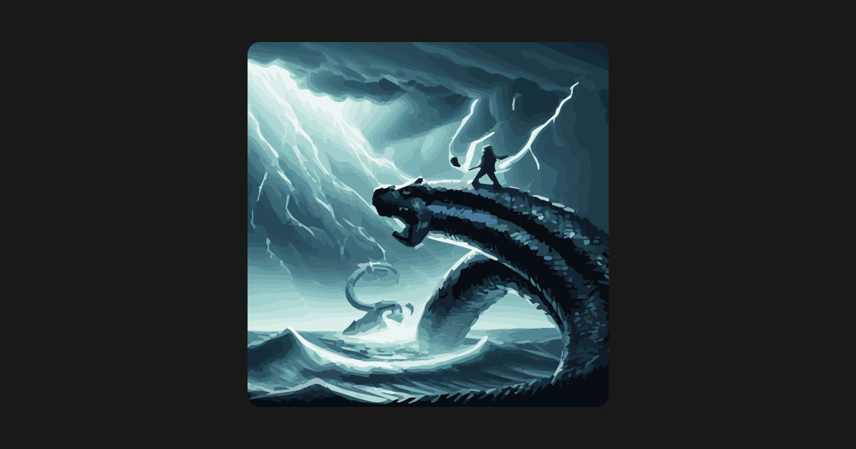 Thor Riding a Huge Serpent - Epic Illustration for Your Home - Thor - T ...