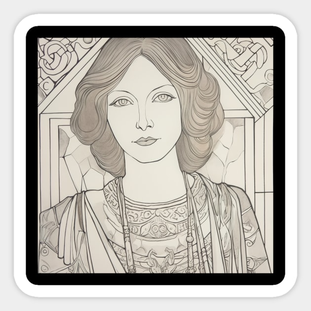 Greta Garbo drawing - Art Nouveau - Sticker | TeePublic