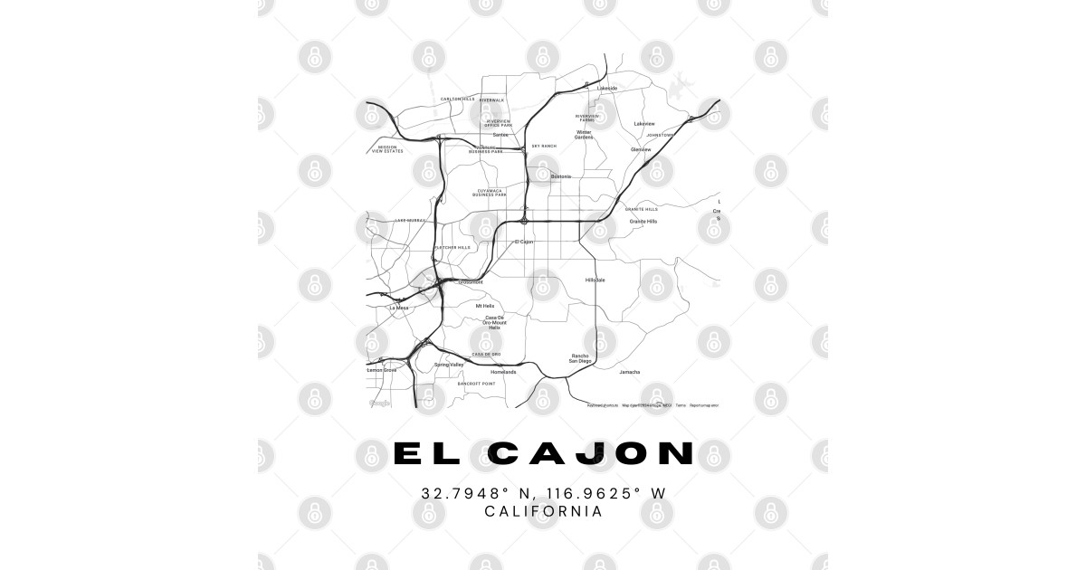Minimalist El Cajon Map Art - California City Coordinates Design - El ...
