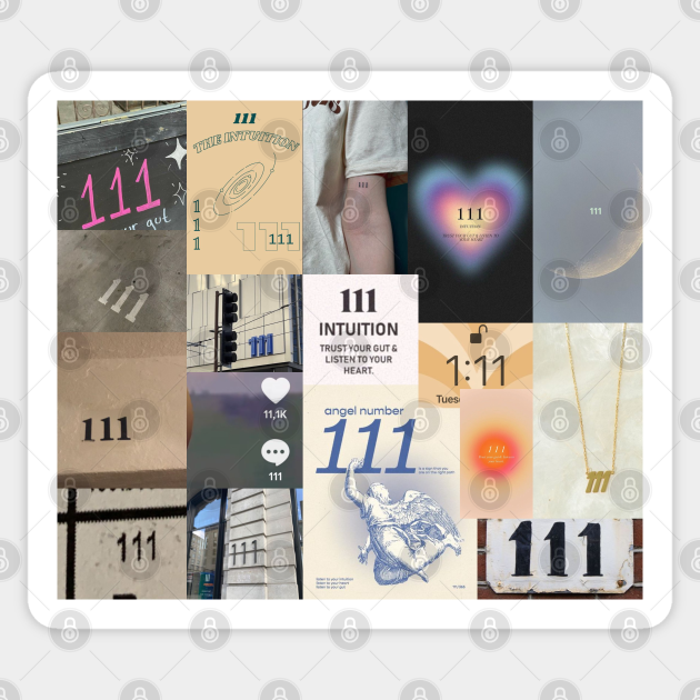 111 angel number aesthetic collage - Angel Number - Sticker | TeePublic
