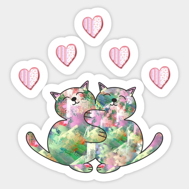 Cuddling funny cats - Funny Cats - Sticker | TeePublic