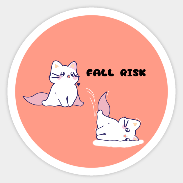 Fall Risk disability awareness cute cat - Ravenrarities - Sticker ...
