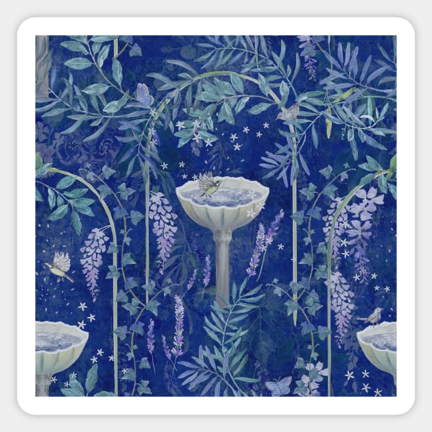 Indigo Garden antique fresco pattern - Indigo - Sticker | TeePublic