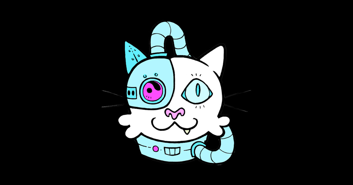 Cyborg Kitty - Cat - Sticker | TeePublic