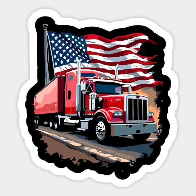 Patriotic Semi-Truck - Patriotic Semi Truck - Sticker | TeePublic