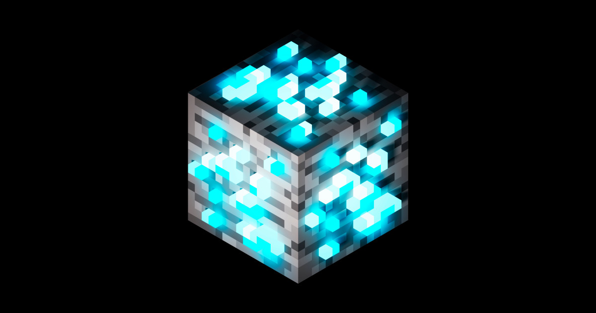 Minecraft Block Diamond Ore 3D - Minecraft Blocks - Sticker | TeePublic