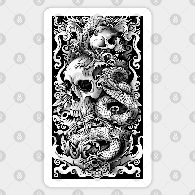 Skulls Tattoo Style - Skull Tattoo Design - Sticker | TeePublic