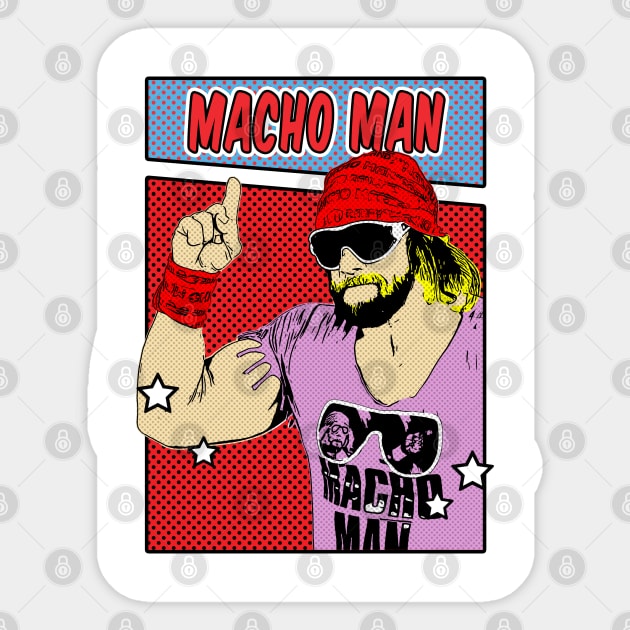 Macho Man Pop Art Comic Style - Macho Man - Sticker | TeePublic