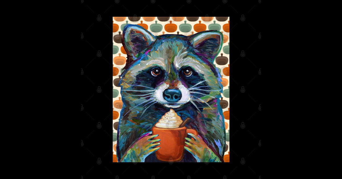 Super Cute Pumpkin Spice Raccoon - Raccoon - Sticker | TeePublic