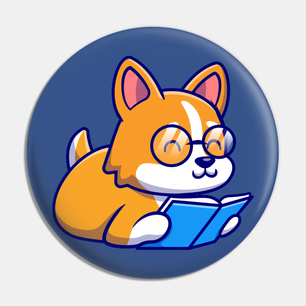 Cute Corgi Dog Reading Book Cartoon - Cute Corgi Dog Reading Book ...