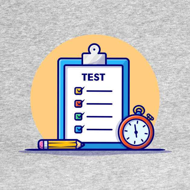 Clipboard, Paper And Timer Cartoon Vector Icon Illustration - Test - T ...