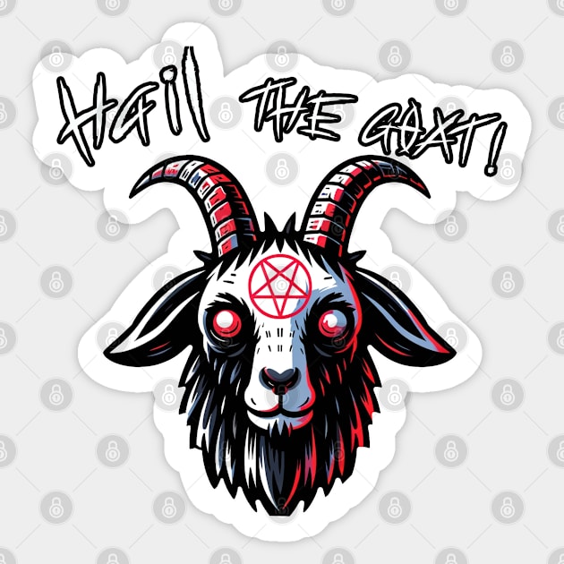 Hail the Goat - Metal Goat Head Design - Goat - Sticker | TeePublic
