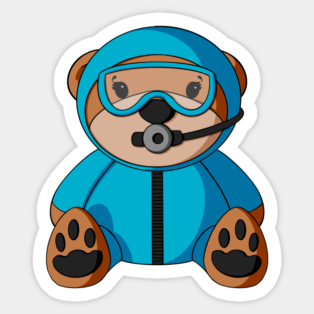 Scuba Diver Teddy Bear - Scuba Diving - Sticker | TeePublic